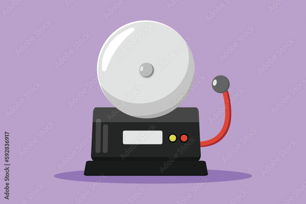 Cartoon flat style drawing red fire alarm system signal device ...