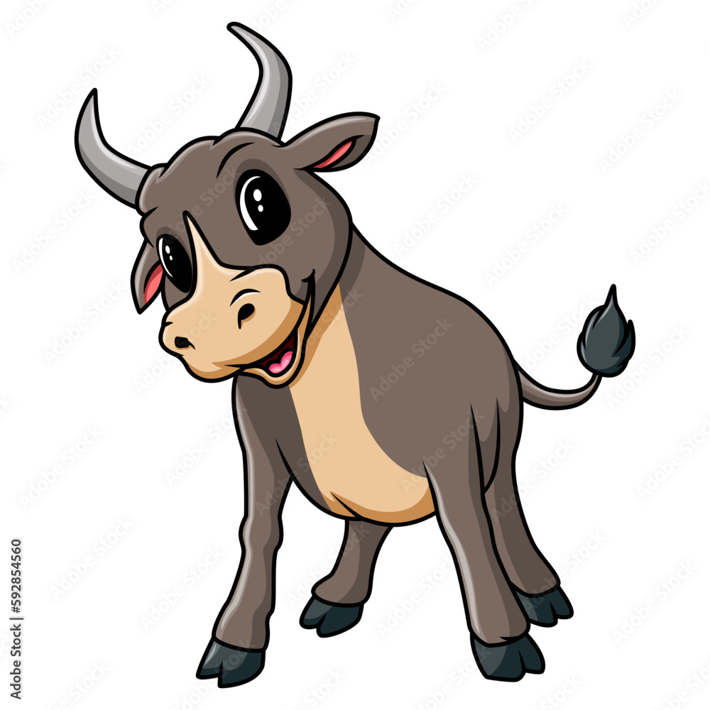 Cartoon cute bull a happy Stock Vector | Adobe Stock