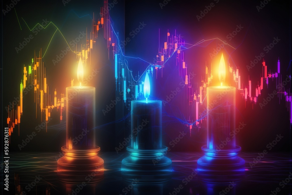 stock market. Stylized, color, candlestick chart, market. Illustration ...