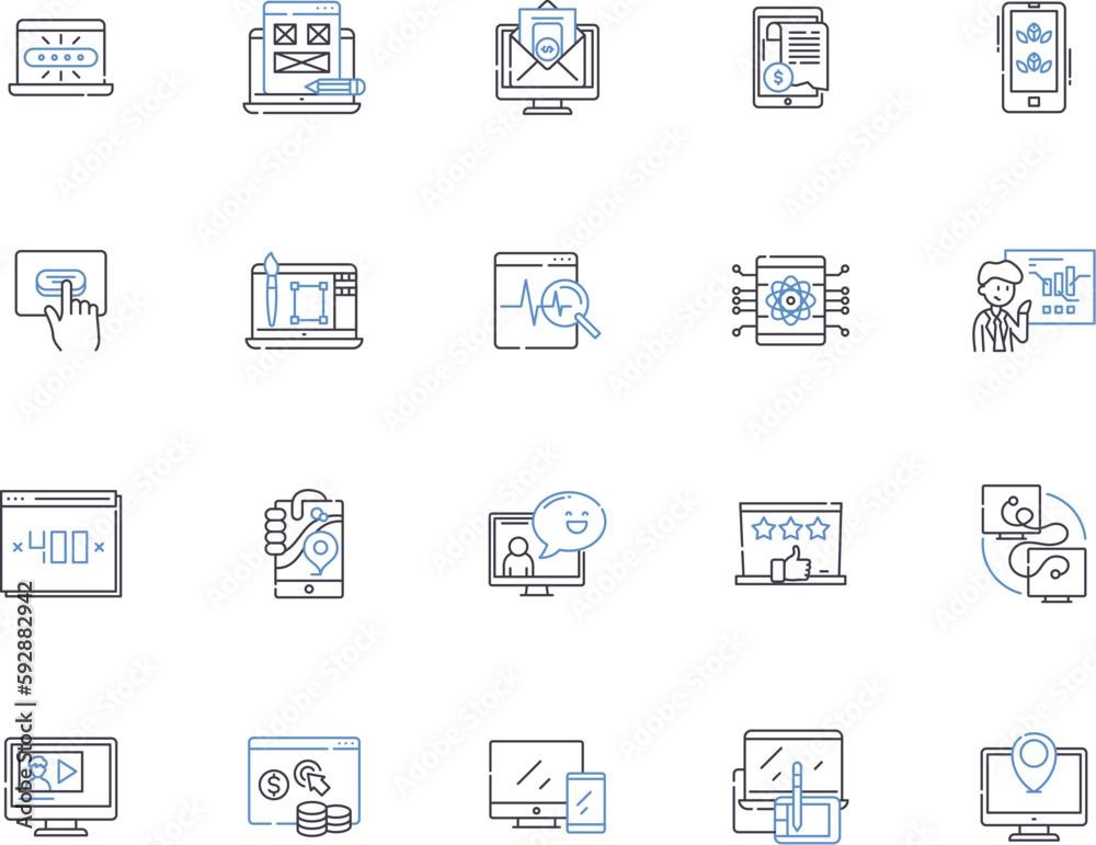 Vetor Interface outline icons collection. Interface, Interfaceable ...