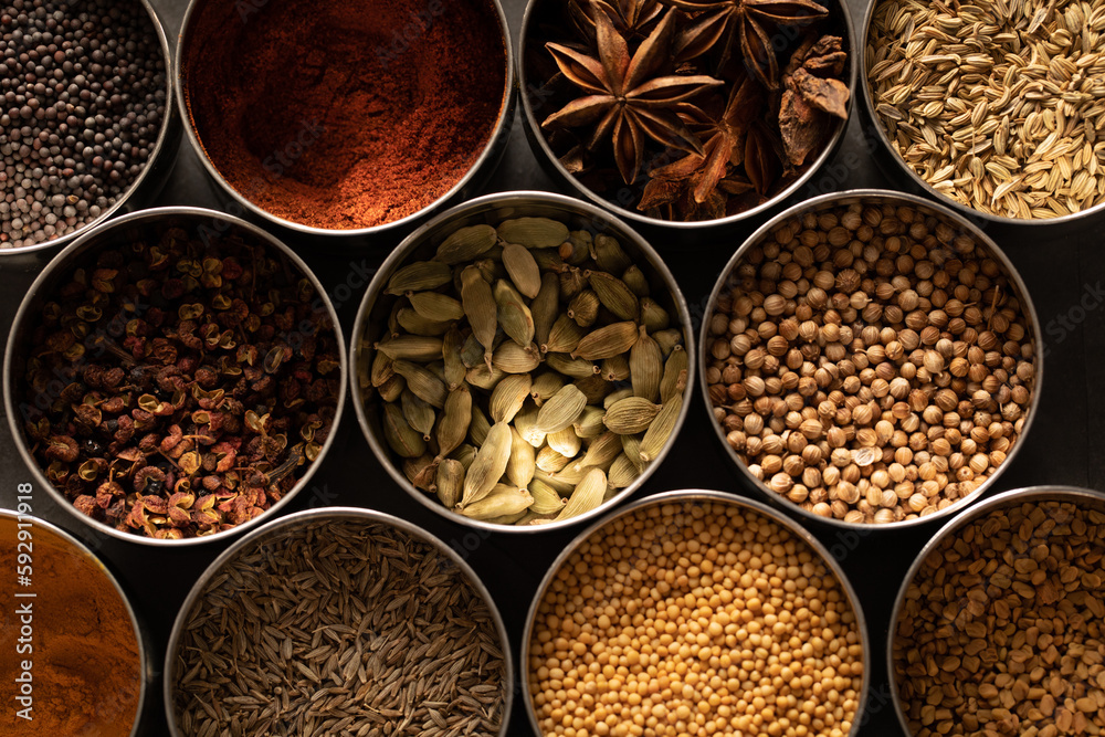 full image of spice tins Stock Photo | Adobe Stock