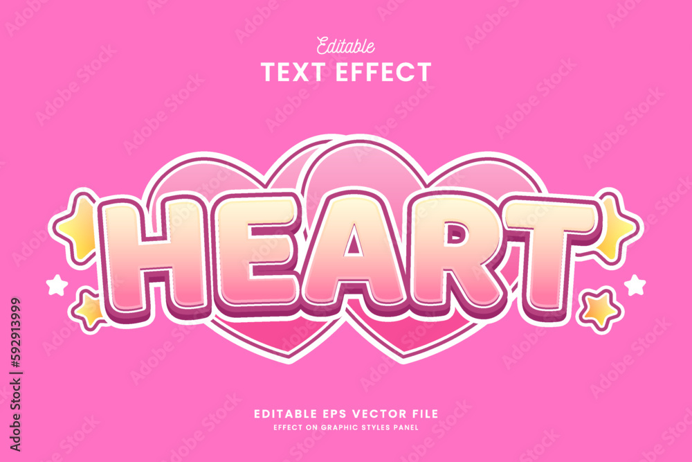 Praca wektorowa bez tantiem: decorative editable heart text effect vector design | Adobe Stock