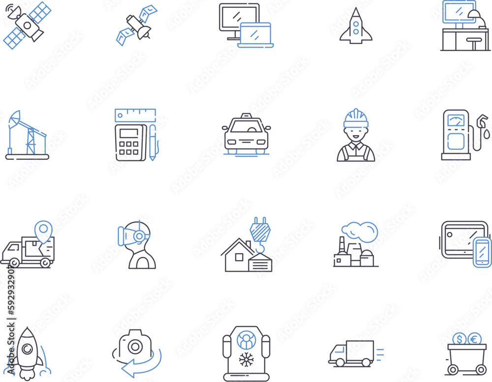Vector de Stock Machines outline icons collection. Robots, Automata ...