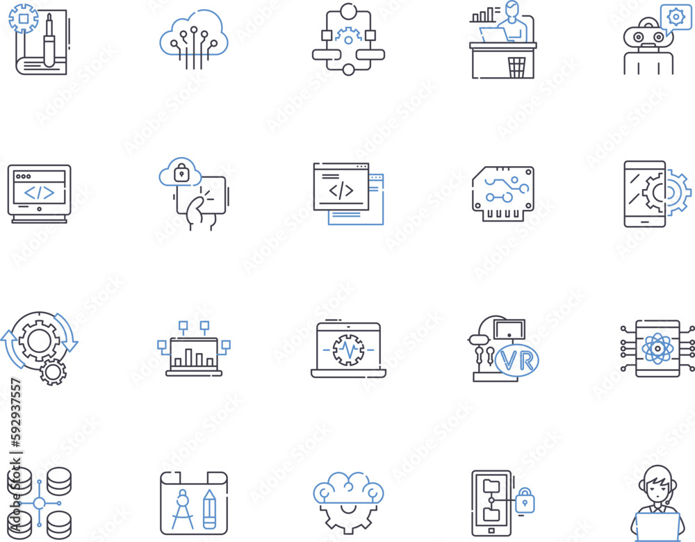 Programming coding outline icons collection. Coding, Programming ...