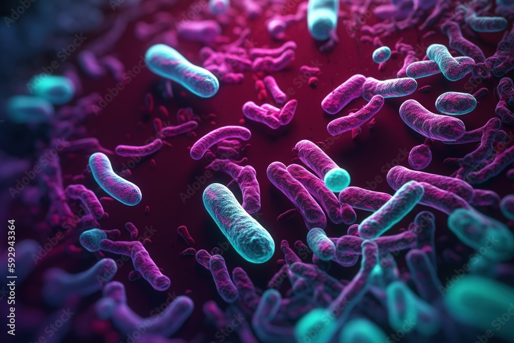 Probiotics Bacteria . Biology, Science Microscopic medicine. Digestion ...