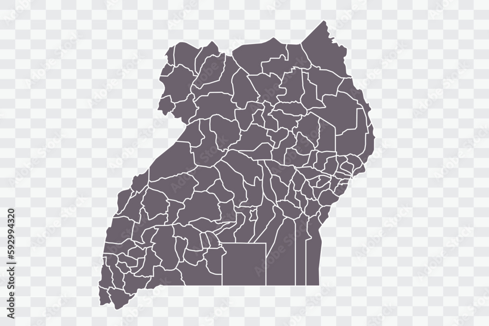 Uganda Map Grey Color on White Background quality files Png Stock ...