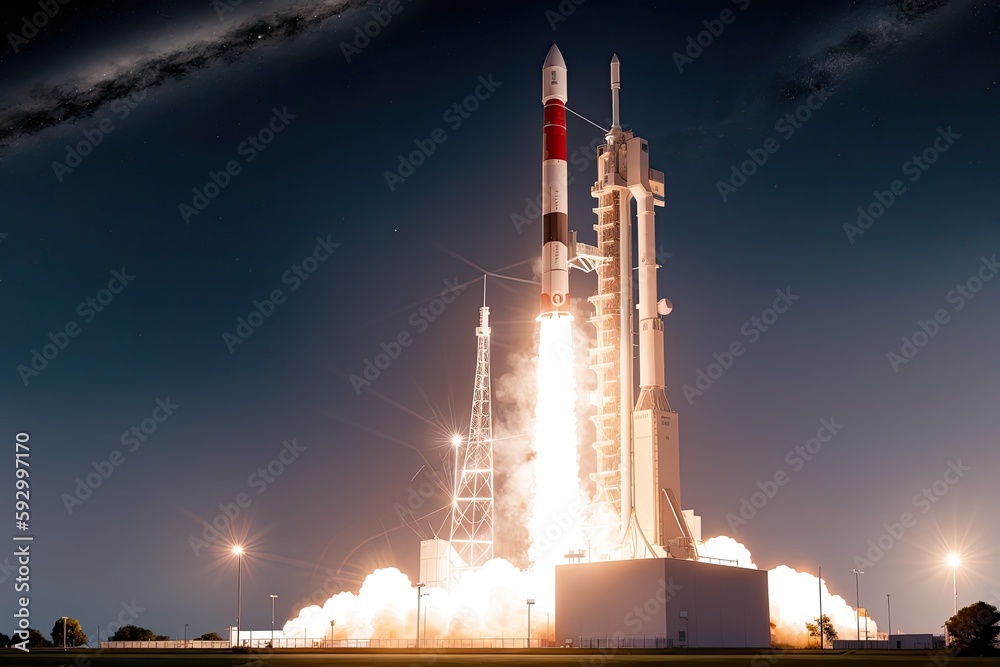Ultra-realistic image of the Saturn V rocket taking off at night made ...