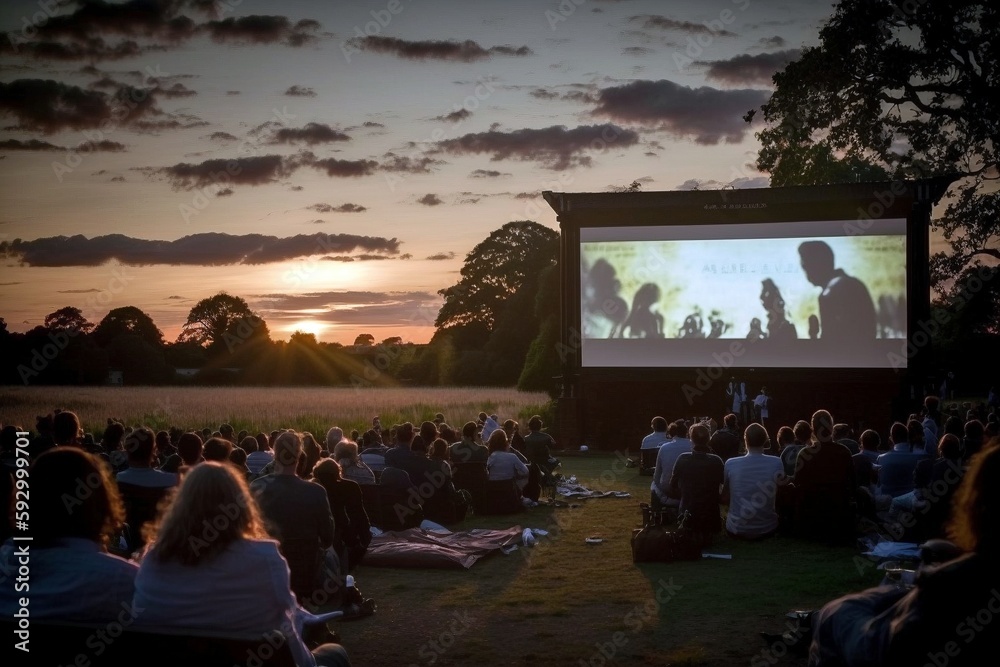 Outdoor Theater Experience, Enjoying a Movie under the Stars ...