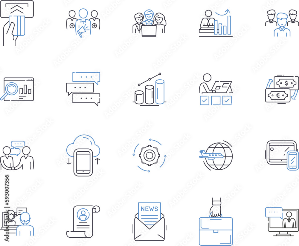 Corporation office space outline icons collection. Corporate, Office ...
