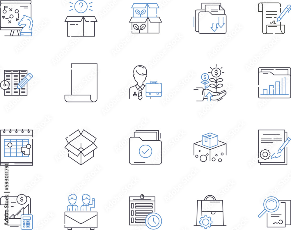 Document flow outline icons collection. Document, Flow, Management ...