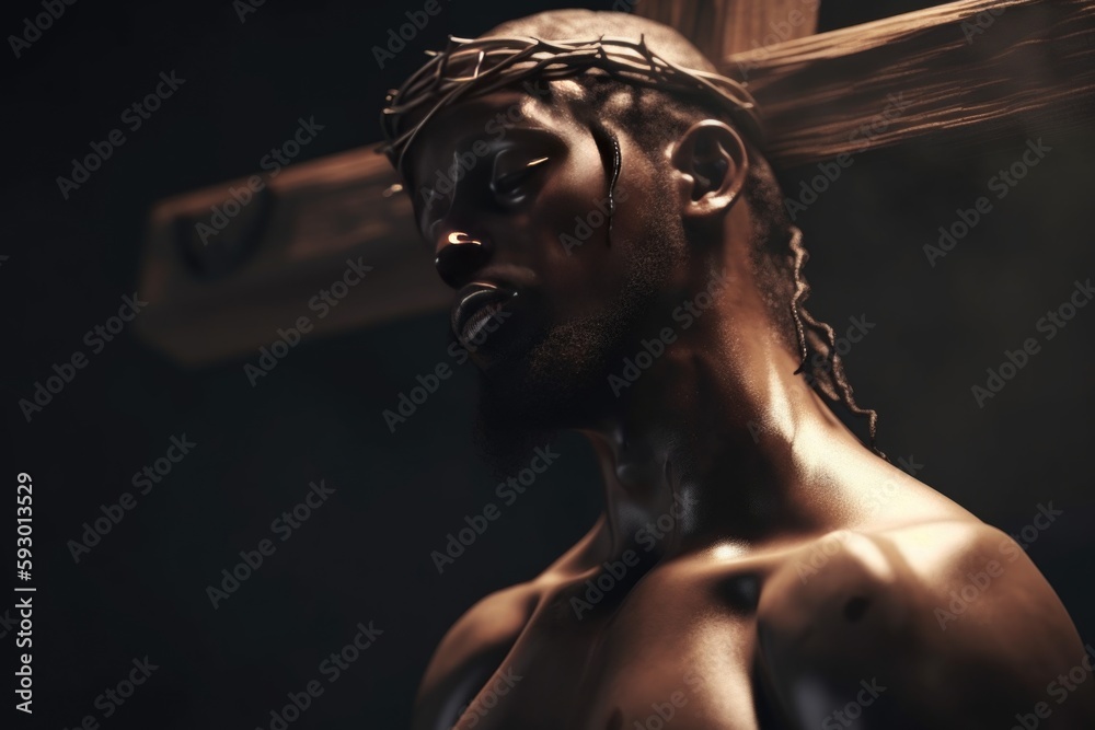 Jesus is black, Fictional African American Jesus Christ nailed on a ...