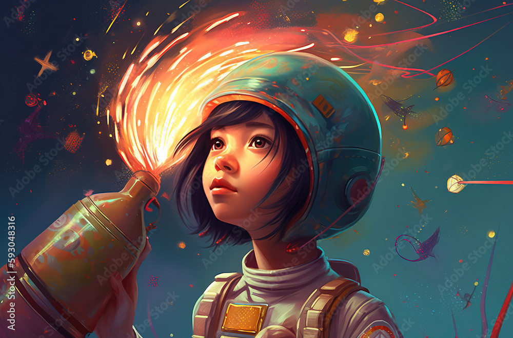 Cartoon kid space explorer. sketch art for artist creativity and ...