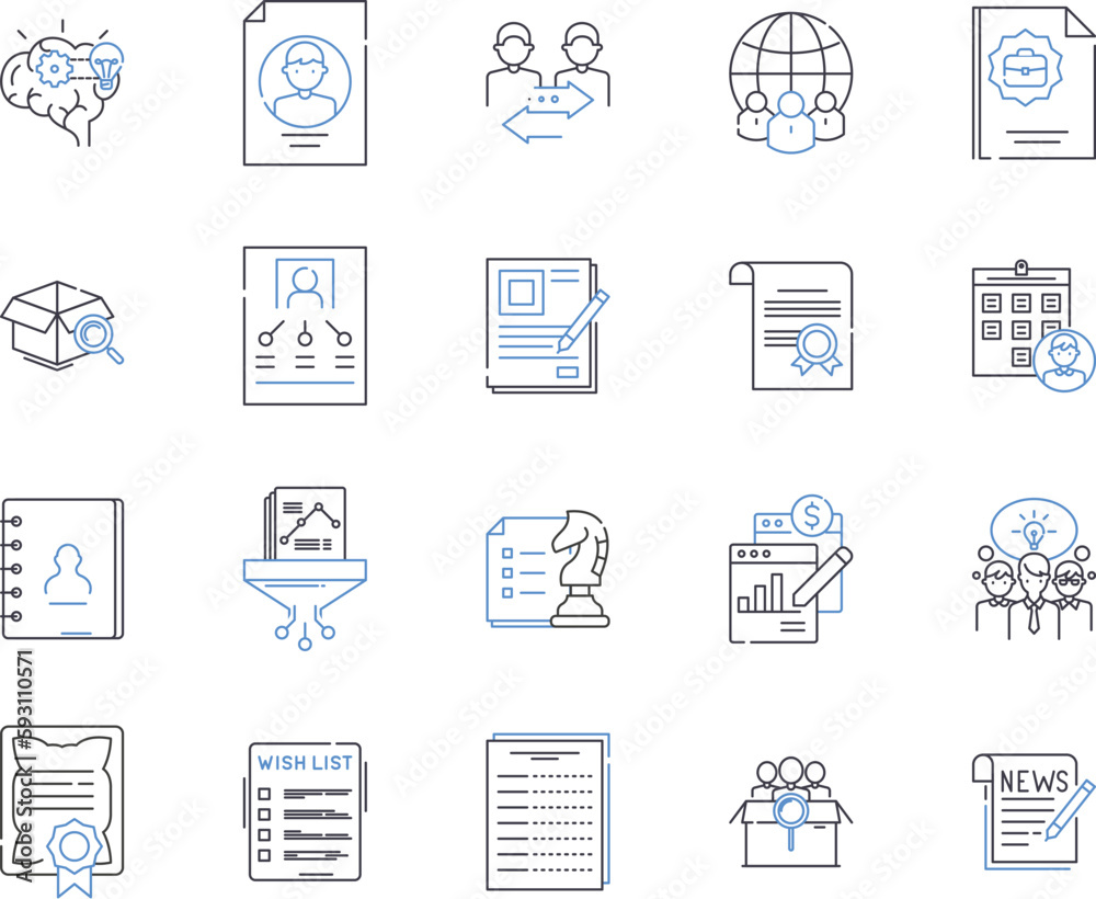 Document flow outline icons collection. Document, Flow, Management ...