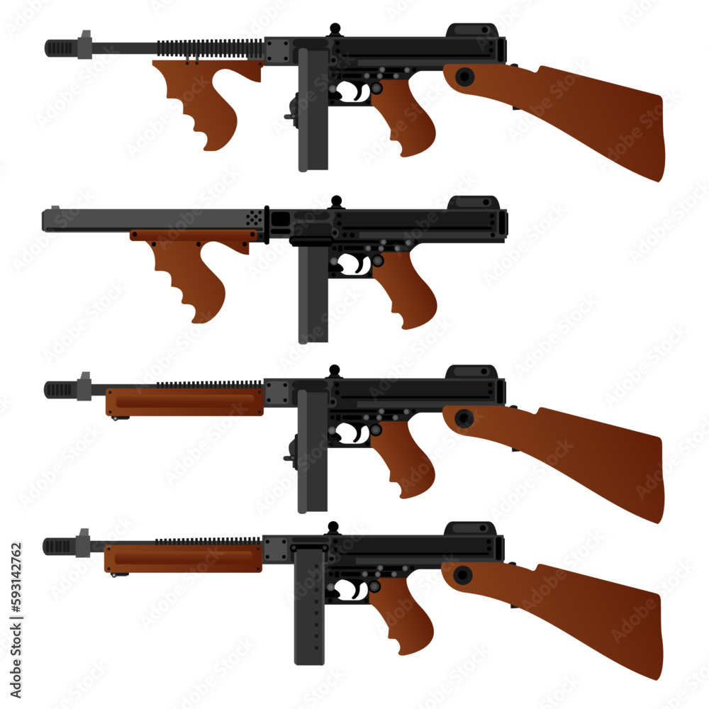 Classic American Submachine Gun / Ai Illustrator Stock Vector | Adobe Stock