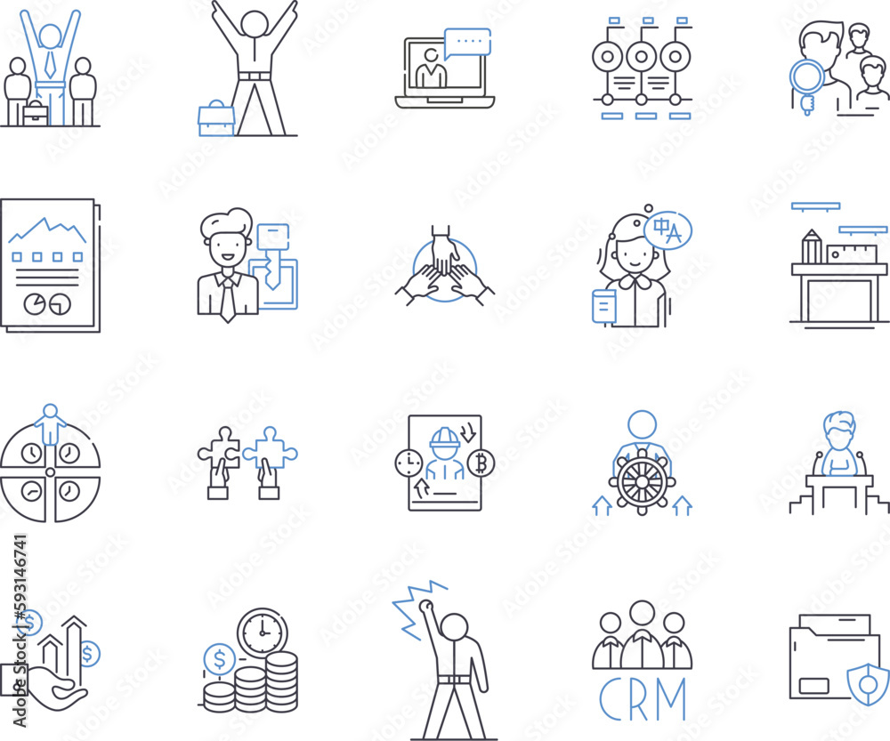 Employee progress outline icons collection. Employee, Progress ...