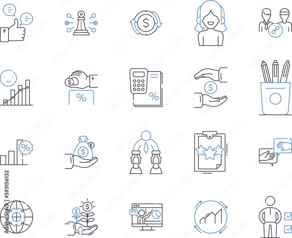 Assessment and audit outline icons collection. Auditing, Assessing, Evaluation, Monitoring ...