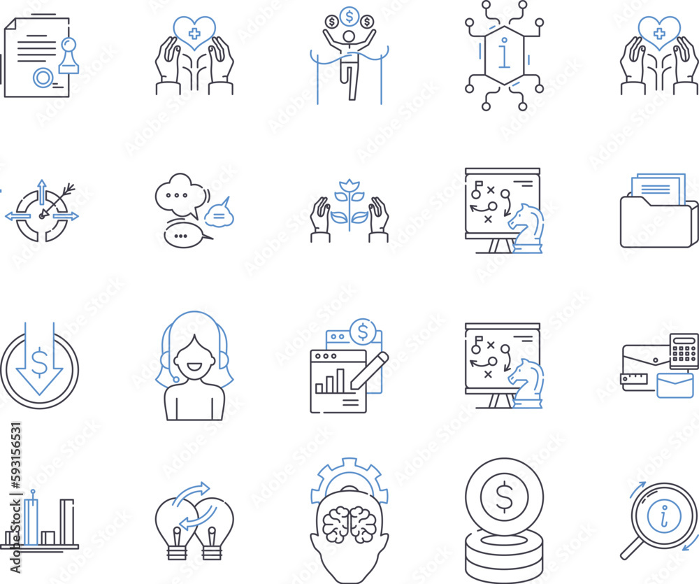 Assessment and audit outline icons collection. Auditing, Assessing ...