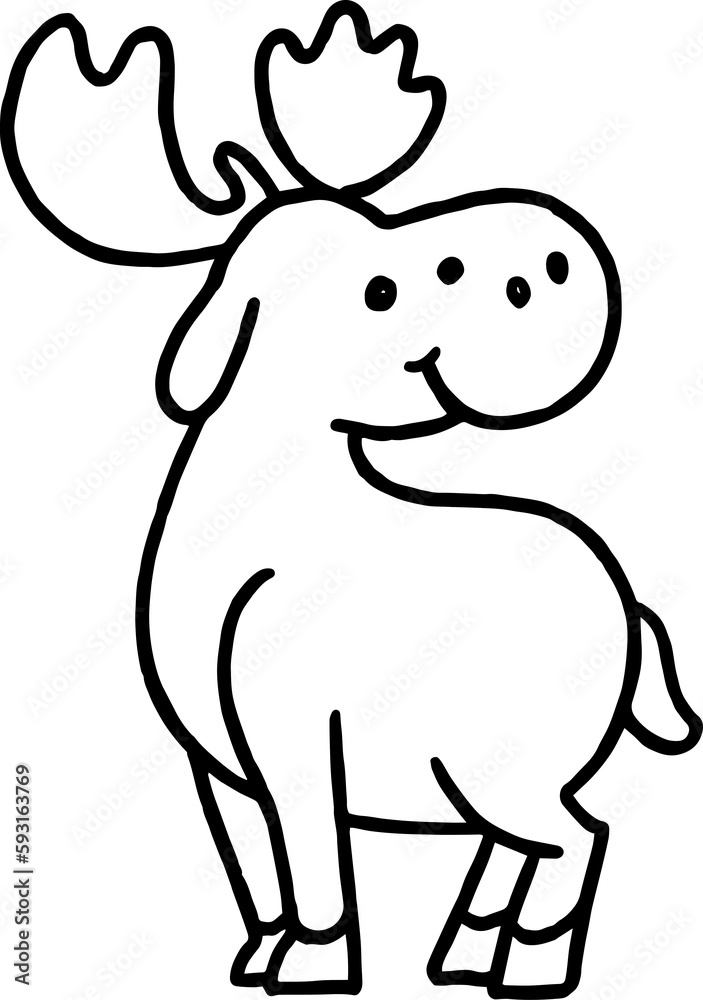 moose coloring outline Stock Illustration | Adobe Stock
