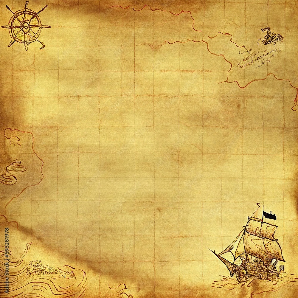 Old blank pirate nautical treasure map background Stock Photo | Adobe Stock
