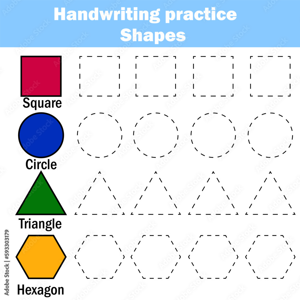 Handwriting practice sheet. Educational children game. Writing training ...