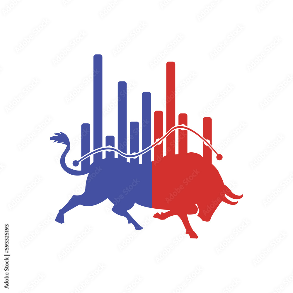 Bull chart stock market vector logo design. Bull and bear business logo ...
