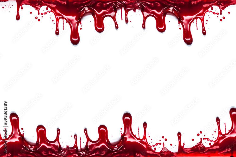 Blood stains dripping isolated on white background, Halloween scary ...