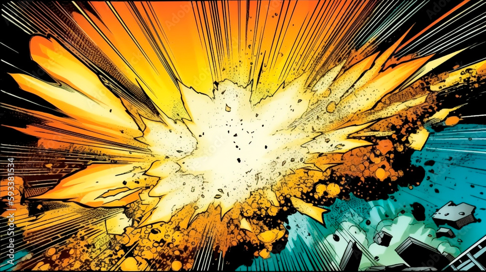 Powerful Comic Book Action Layout Background with Power FX Illustration ...