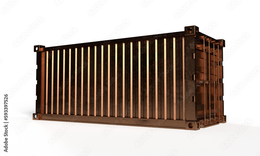 Isolated Golden Shipping Cargo Container in Perfect Realistic Look ...