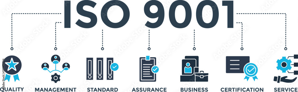 ISO 9001 banner web icon vector illustration concept with icon of ...