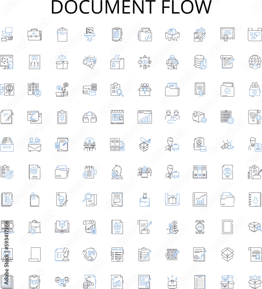 Document flow outline icons collection. Document, Flow, Management ...