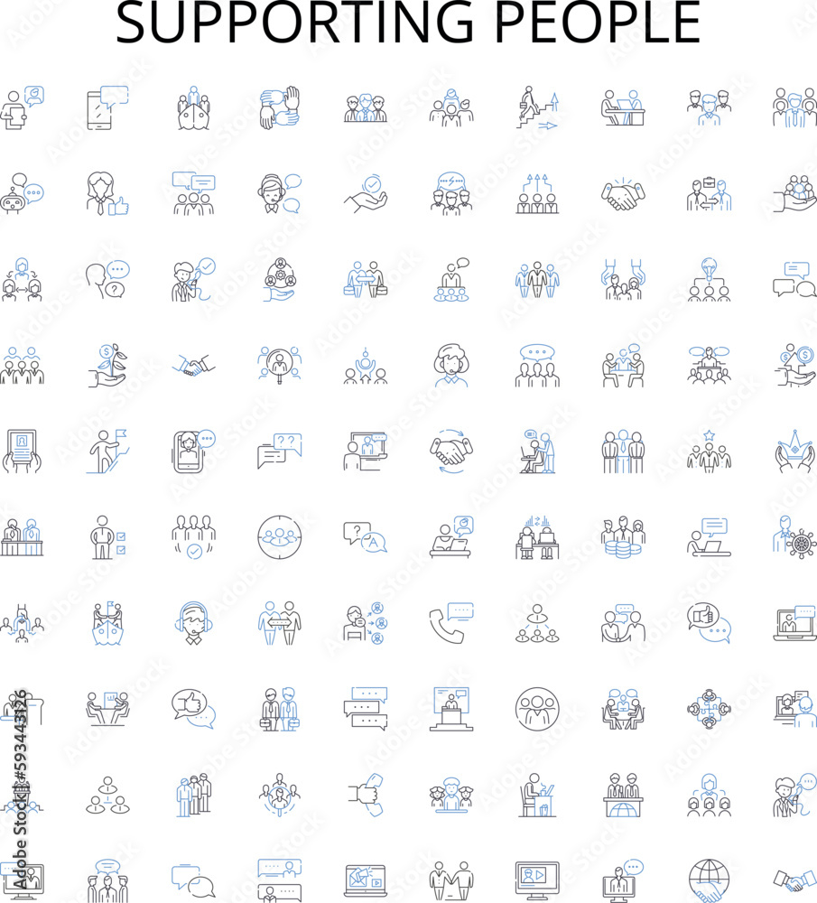 Vector de Stock Supporting people outline icons collection. Aid, Assist ...