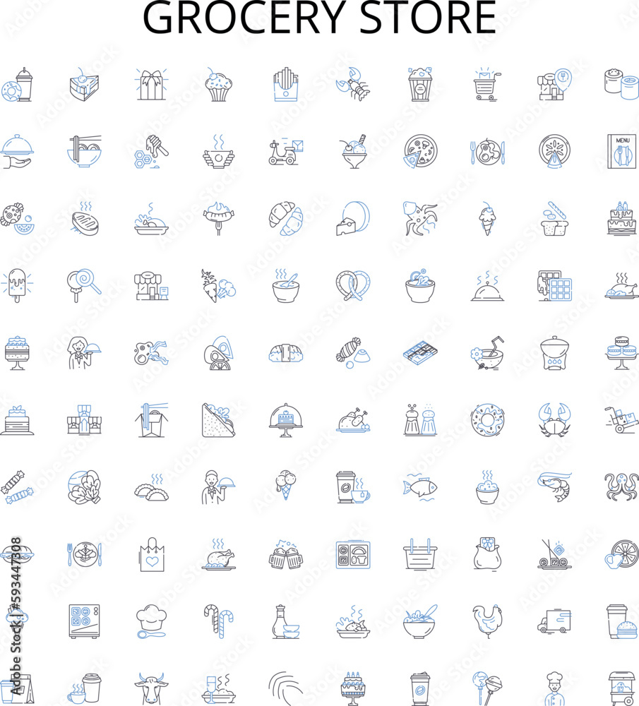 Grocery store outline icons collection. Grocery, Store, Supermarket ...