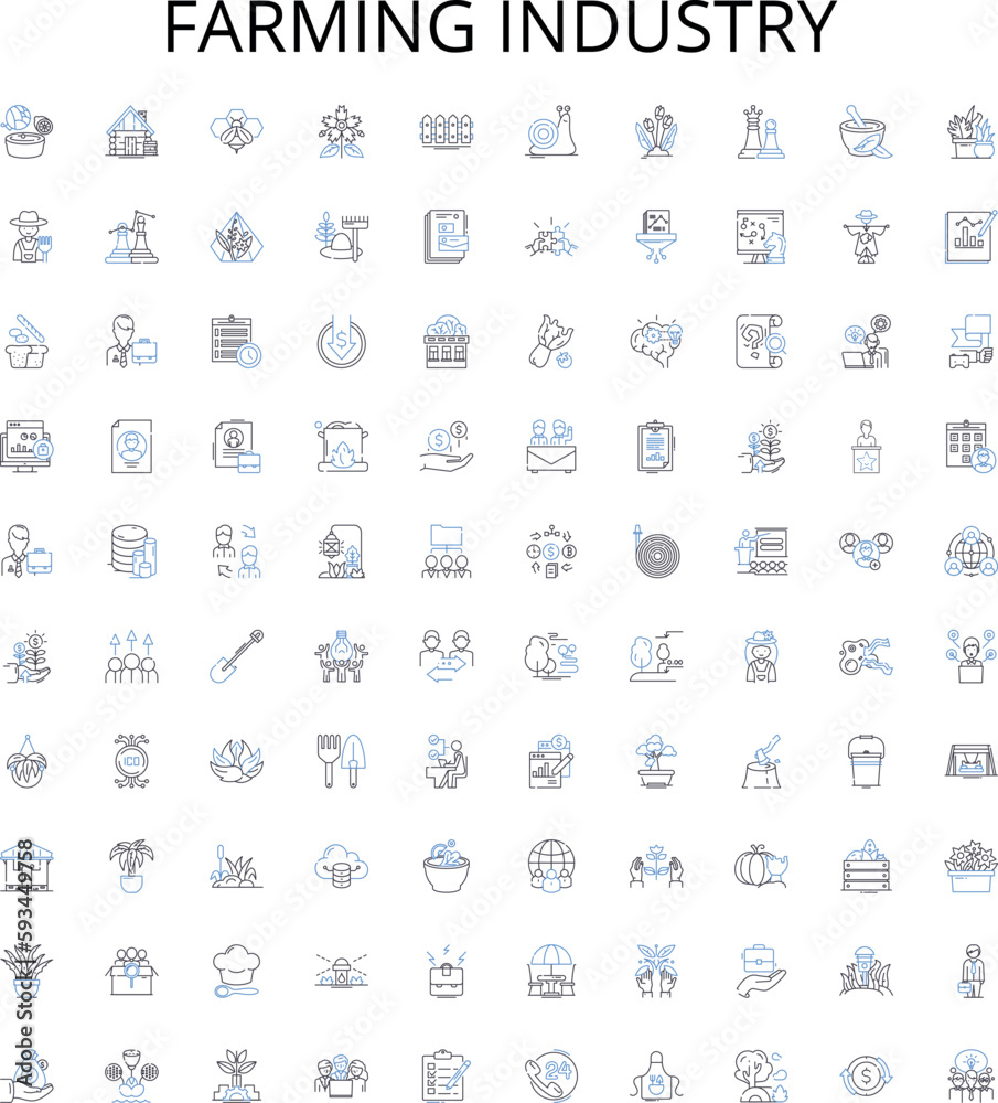 Farming industry outline icons collection. Agriculture, Crops ...