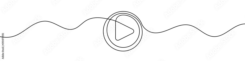 Play icon in continuous line drawing style. Line art of play button ...