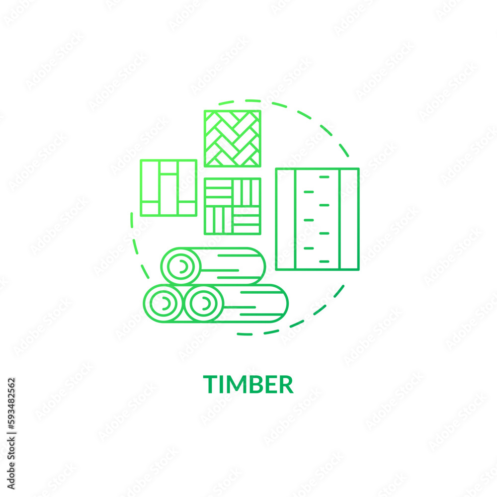 Timber green gradient concept icon. Bio based building. Eco efficient ...