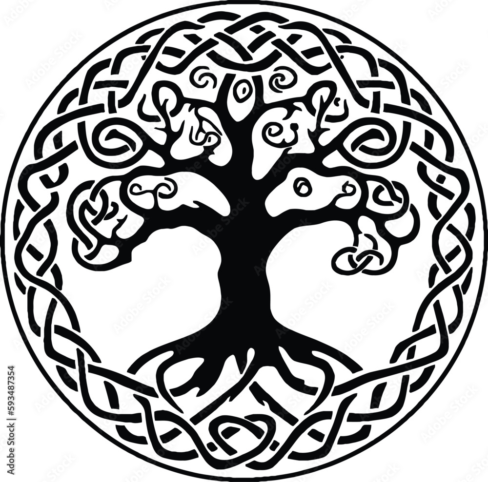 Yggdrasil tree, vector isolated on white background, Yggdrasil, vector ...