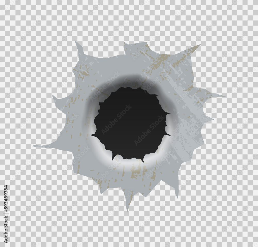 Set of bullet holes. Realisic metal single and double bullet hole ...