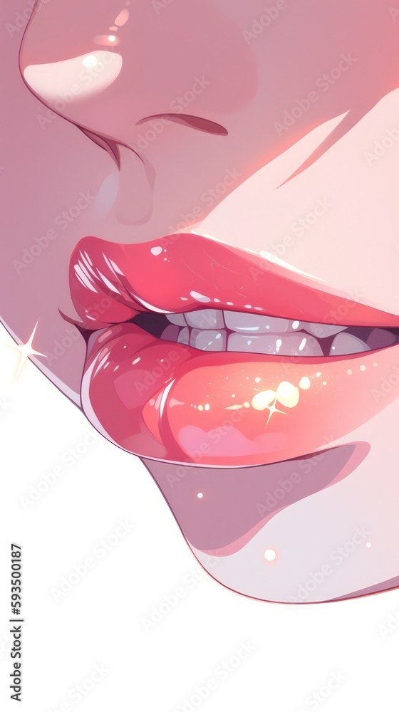 Ilustração Mobile wallpaper with anime girl lips do Stock | Adobe Stock