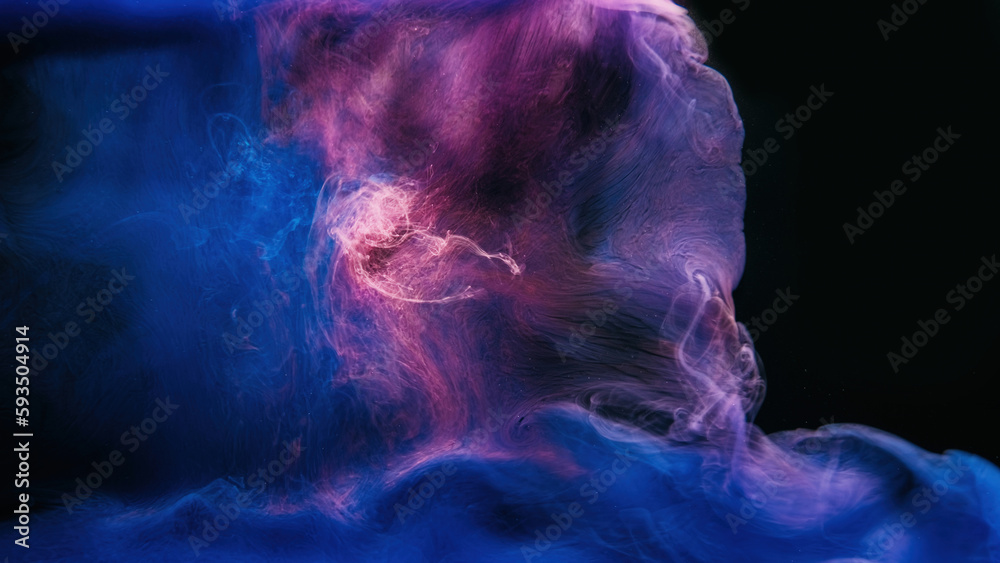 Color mist. Ink water. Haze floating. Magic spell explosion. Blue ...