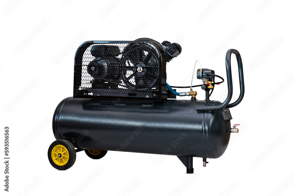 Black air compressor. An external compressor. industrial compressor in ...