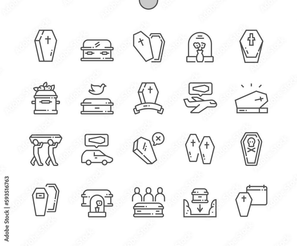 Casket. Funeral mortuary service ritual hearse van. Graveyard. Dead. Date funeral. Pixel Perfect ...