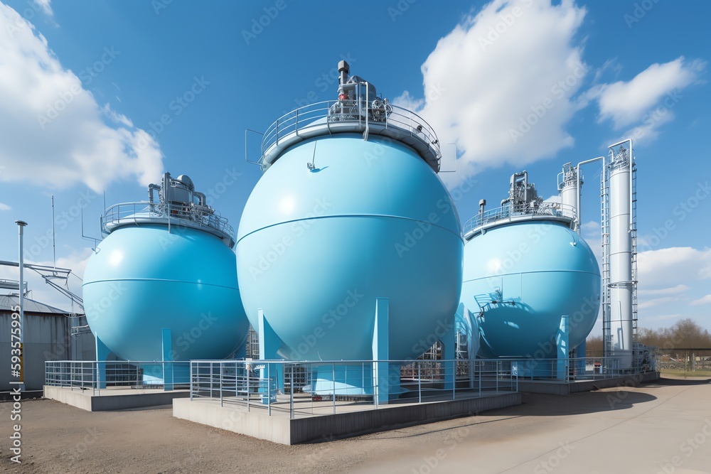 Hydrogen storage and production plant with spherical tanks and BPVC ...