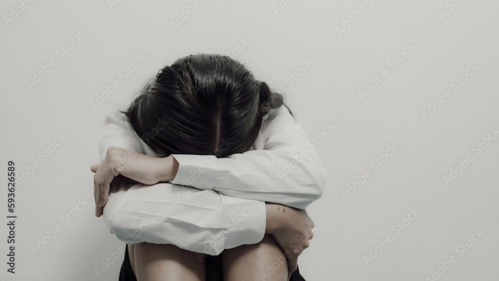 Depression anxiety woman asian chinese people feeling sad tired and ...