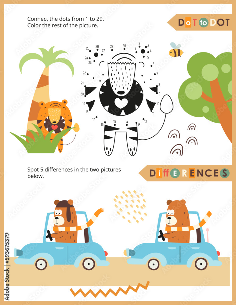 Cute Animals Activity Pages for Kids. Printable Activity Sheet with ...