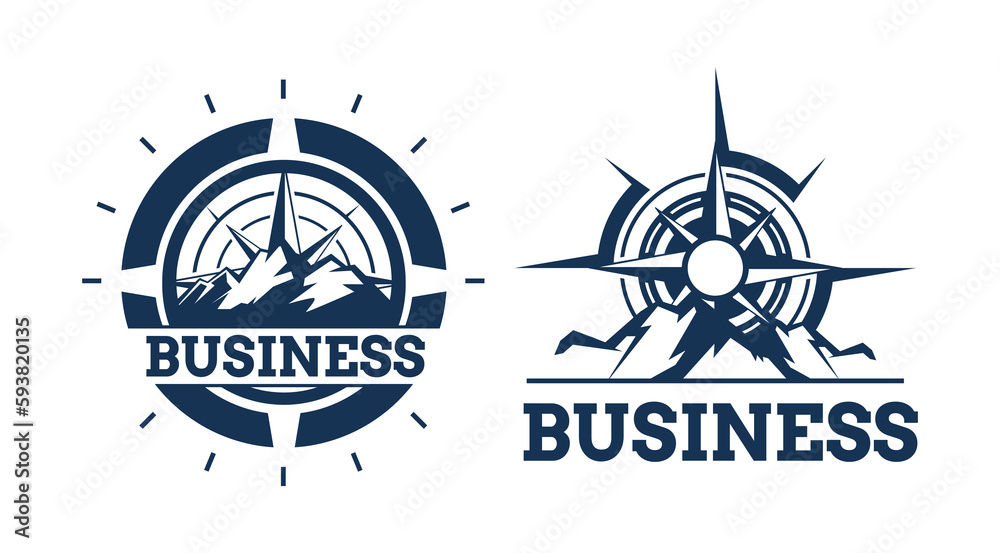 Mountain compass logo design template. Compass silhouette logo clipart ...