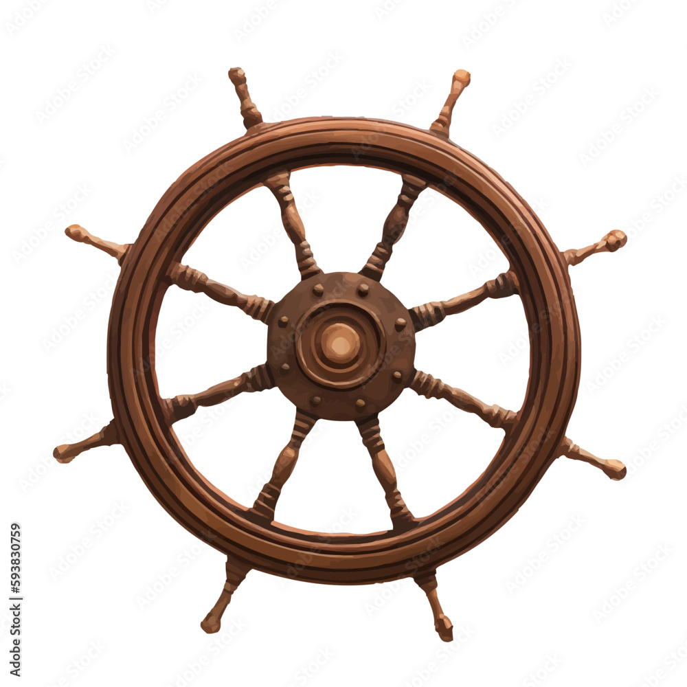 boat steer with style hand drawn digital painting illustration Stock ...