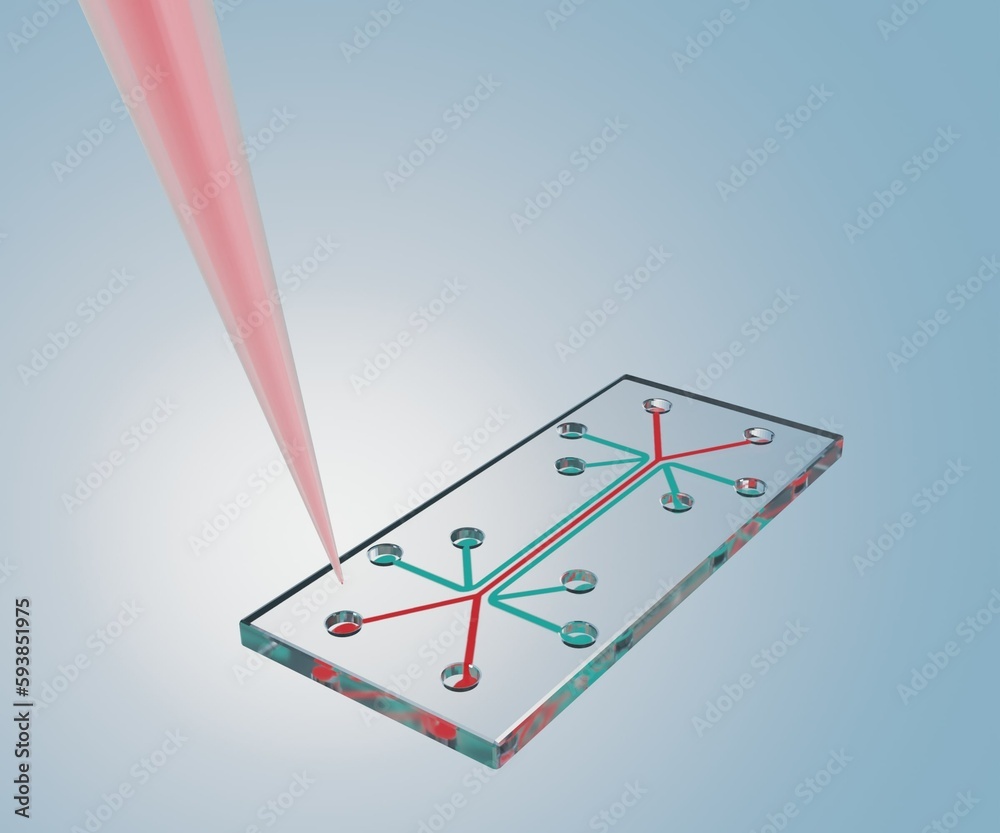 Isolated microfluidic chip is a set of micro-channels etched or molded ...