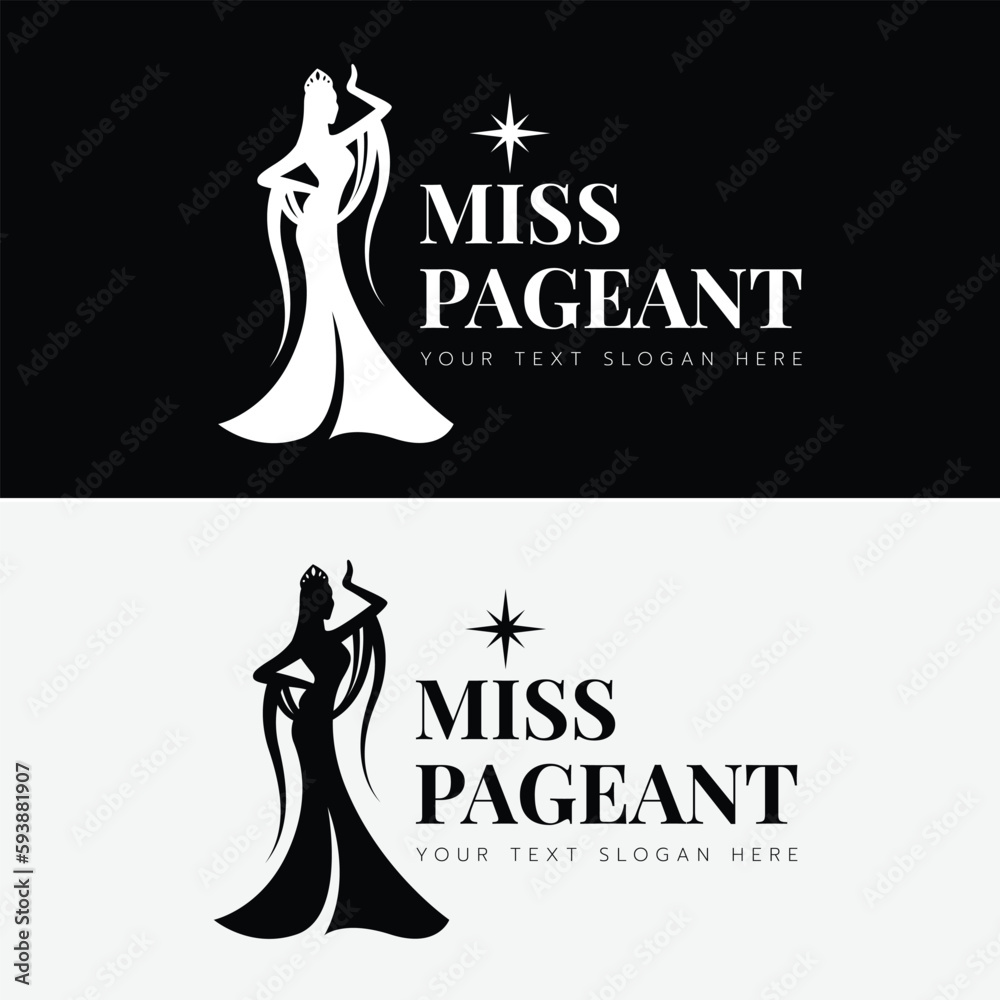Miss pageant logo - The beauty queen pageant raise hand to touch the ...