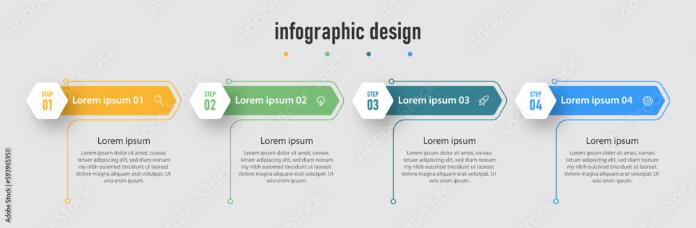 Elegant infographics template. timeline with 4 steps, options. can be used for workflow diagram ...