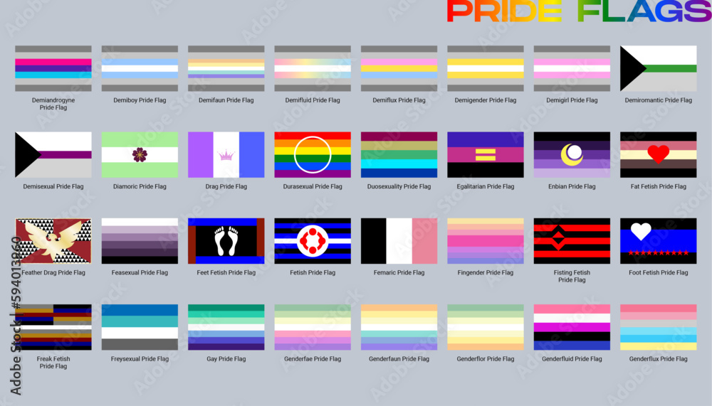 LGBT sexual identity pride flags gender collection. Flag of gay ...